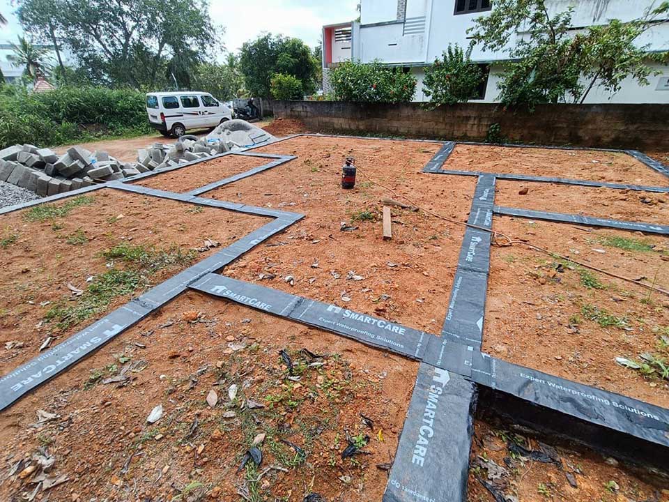 Damp Proof Course (DPC) with APP Membrane Sheet on Rubble Foundation ...